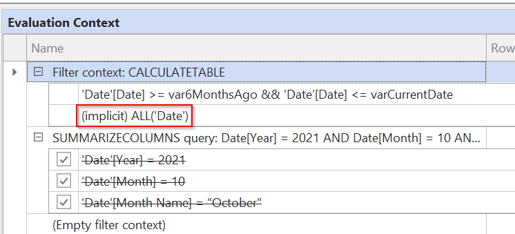 auto-expand the Filter Context section for CALCULATE/CALCULATETABLE() in Debugger Evaluation ...