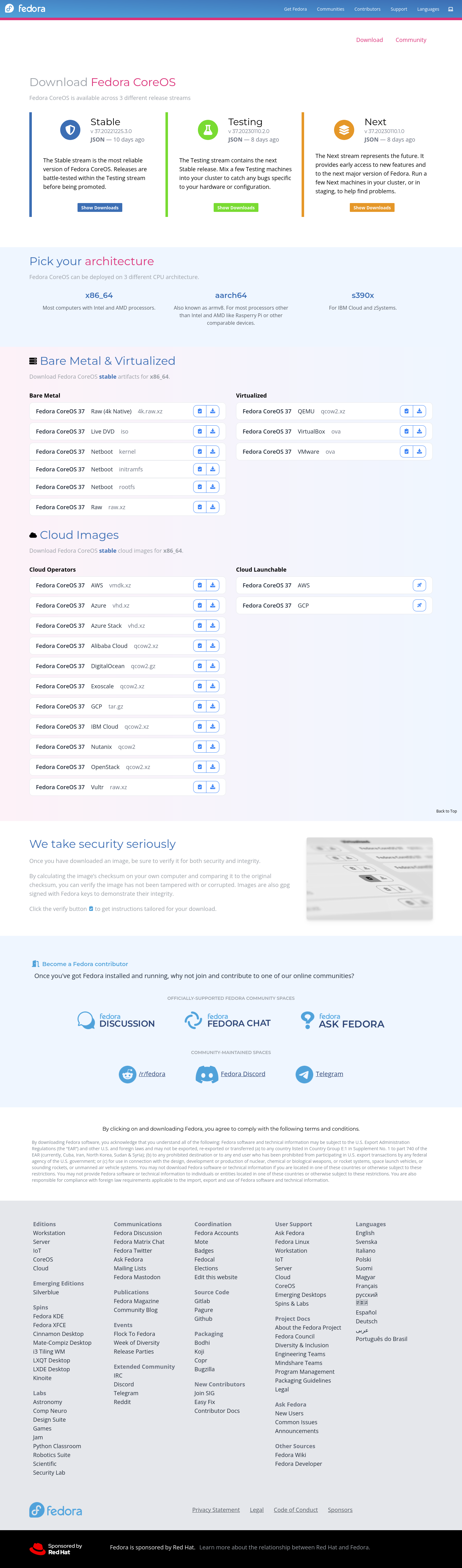 Fedora CoreOS download page re-design · Issue #1387 · coreos/fedora-coreos-tracker · GitHub