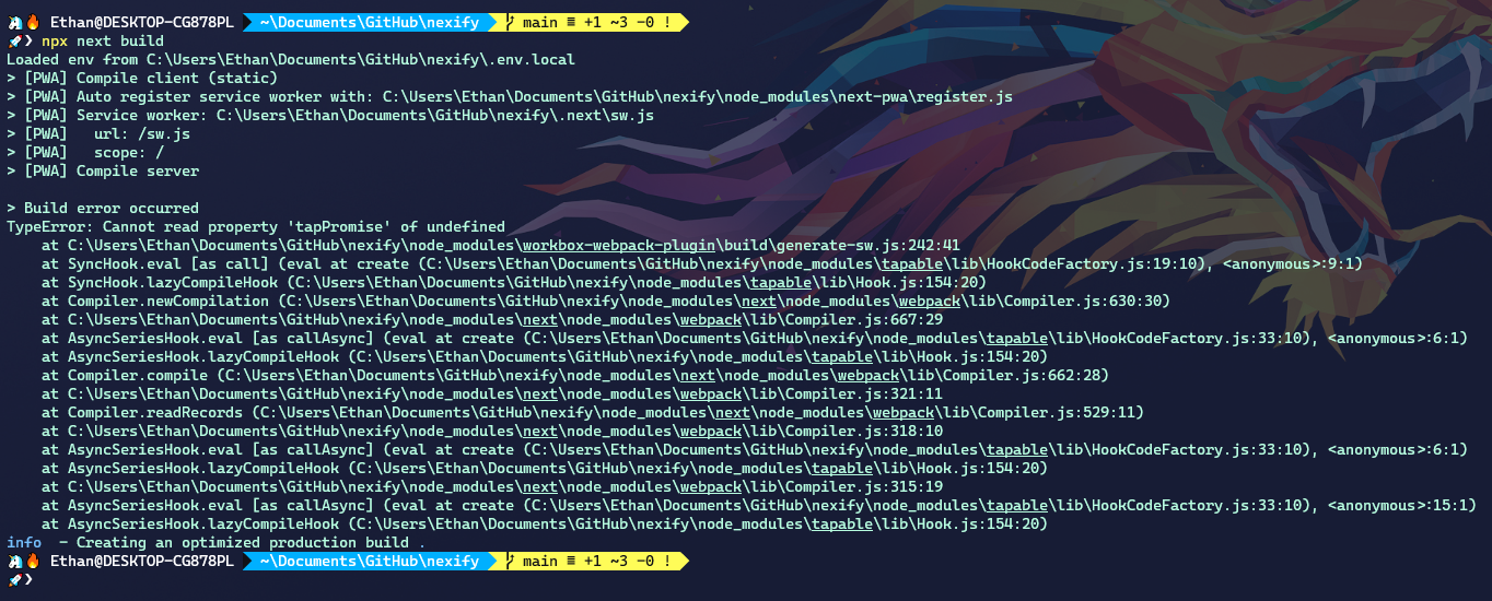 Error when building · Issue #140 · shadowwalker/next-pwa · GitHub