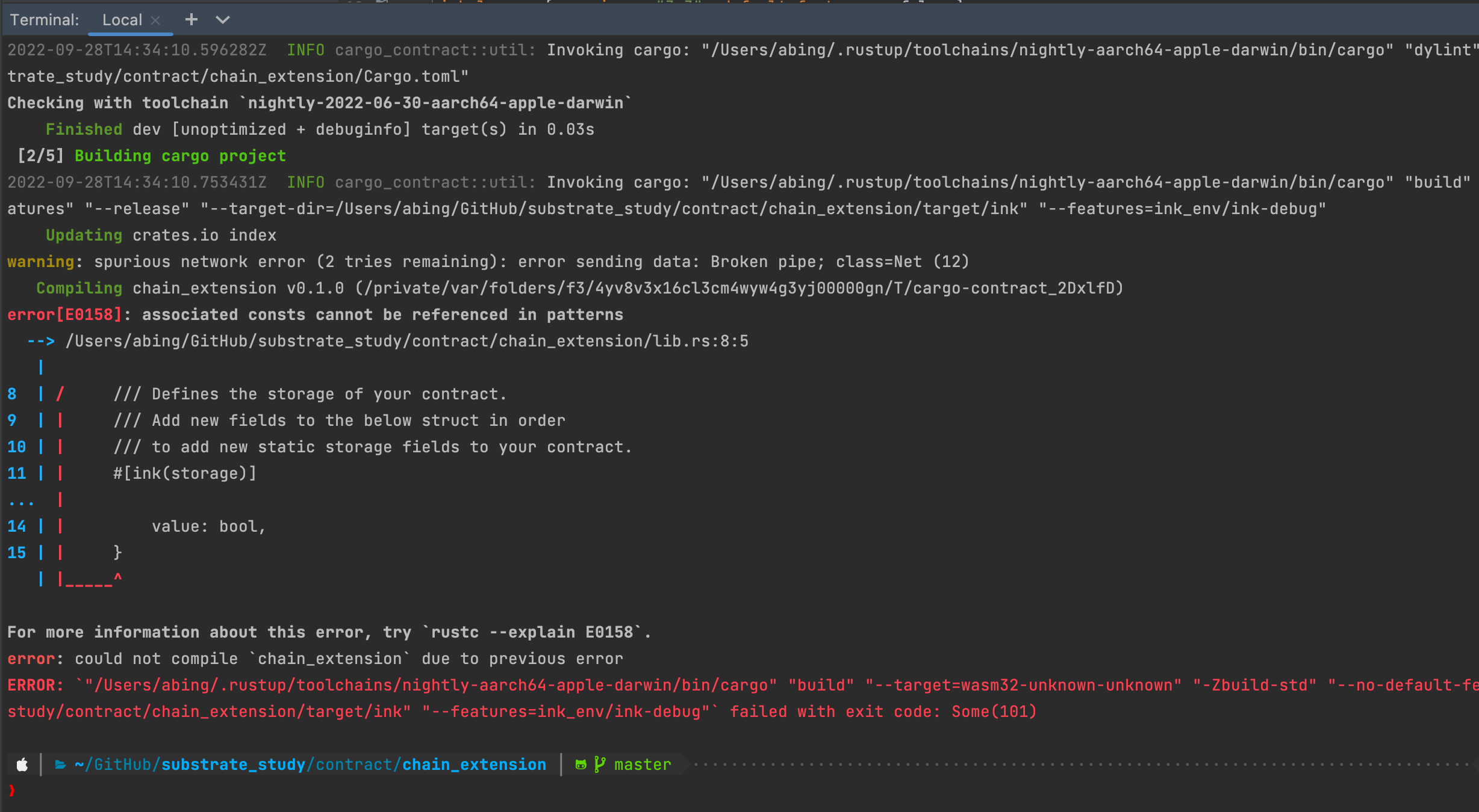 associated consts cannot be referenced in patterns · Issue #758 · use-ink/cargo-contract · GitHub