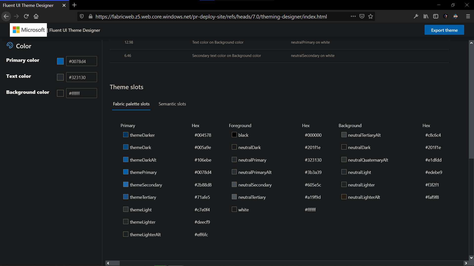 Issue Page Visibility Issues With Fluent Ui Theme Designer · Issue 15768 · Microsoftfluentui
