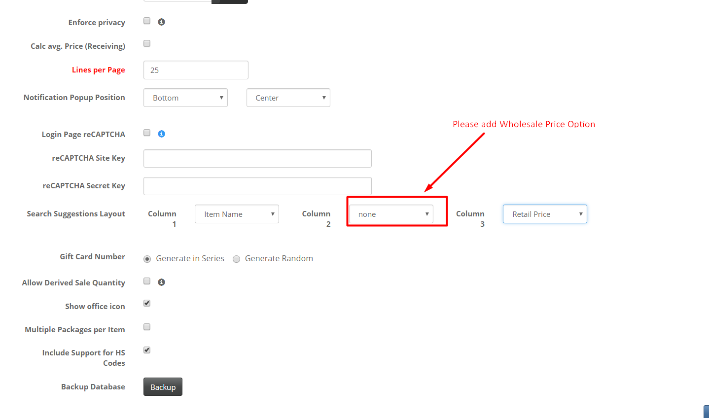 Add Wholesale price on search layout options. · Issue #2280 · opensourcepos/opensourcepos · GitHub