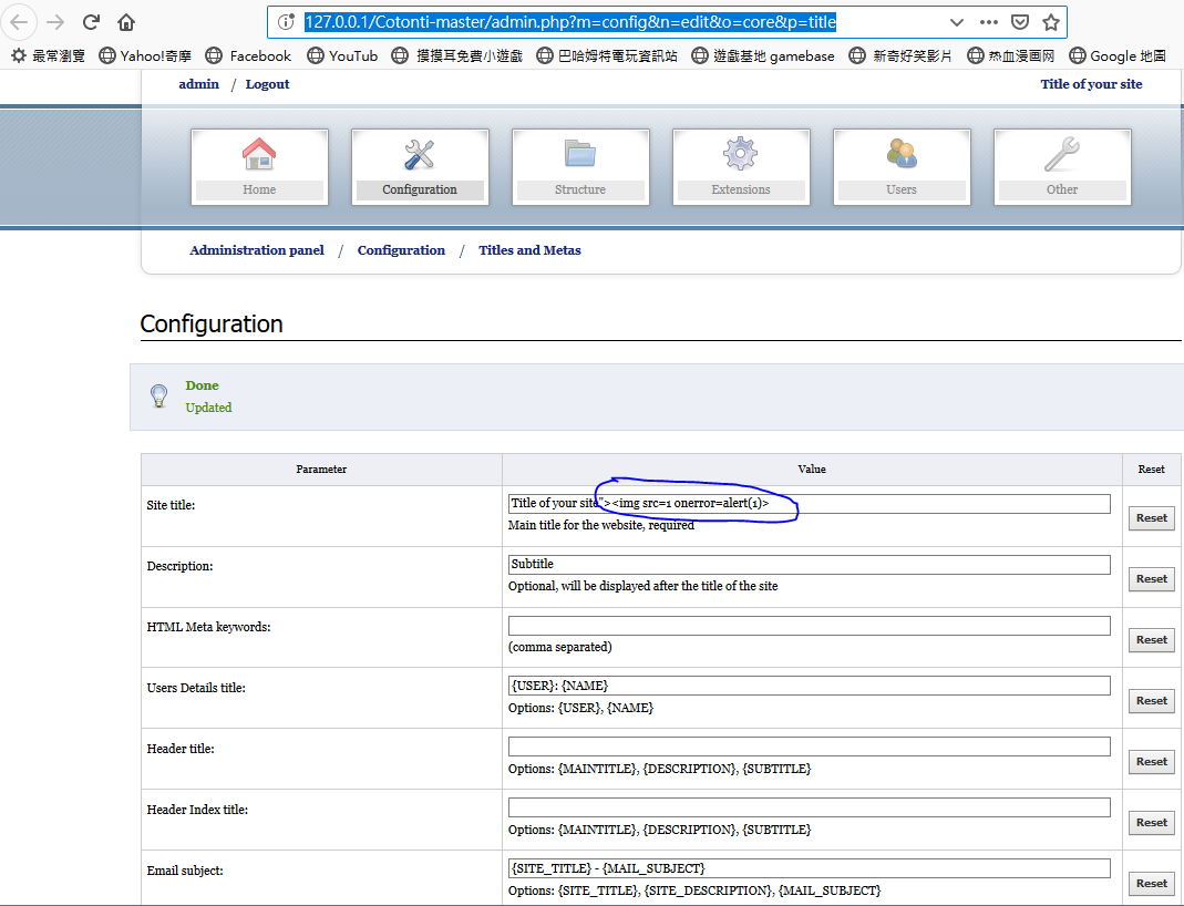 Cross-Site Scripting · Issue #1650 · Cotonti/Cotonti · GitHub