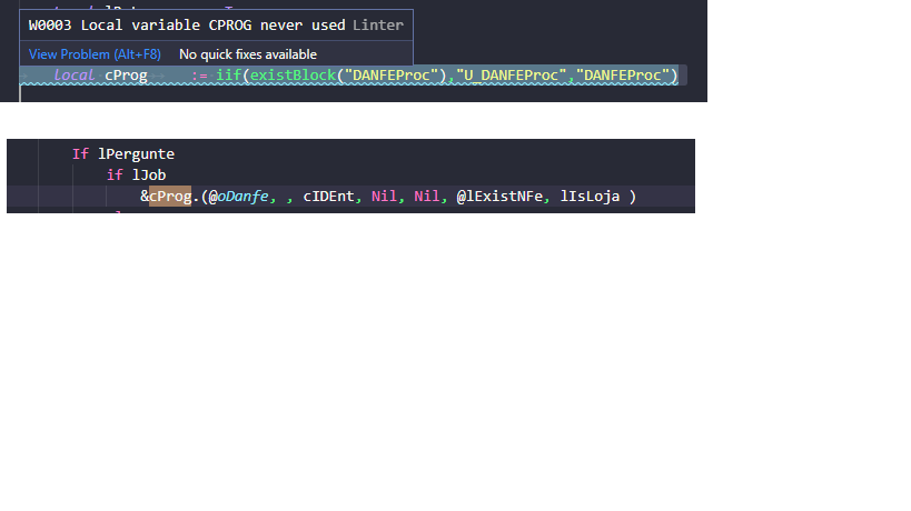 Porblema com Linter quando utilizar variável com macro substituição ...