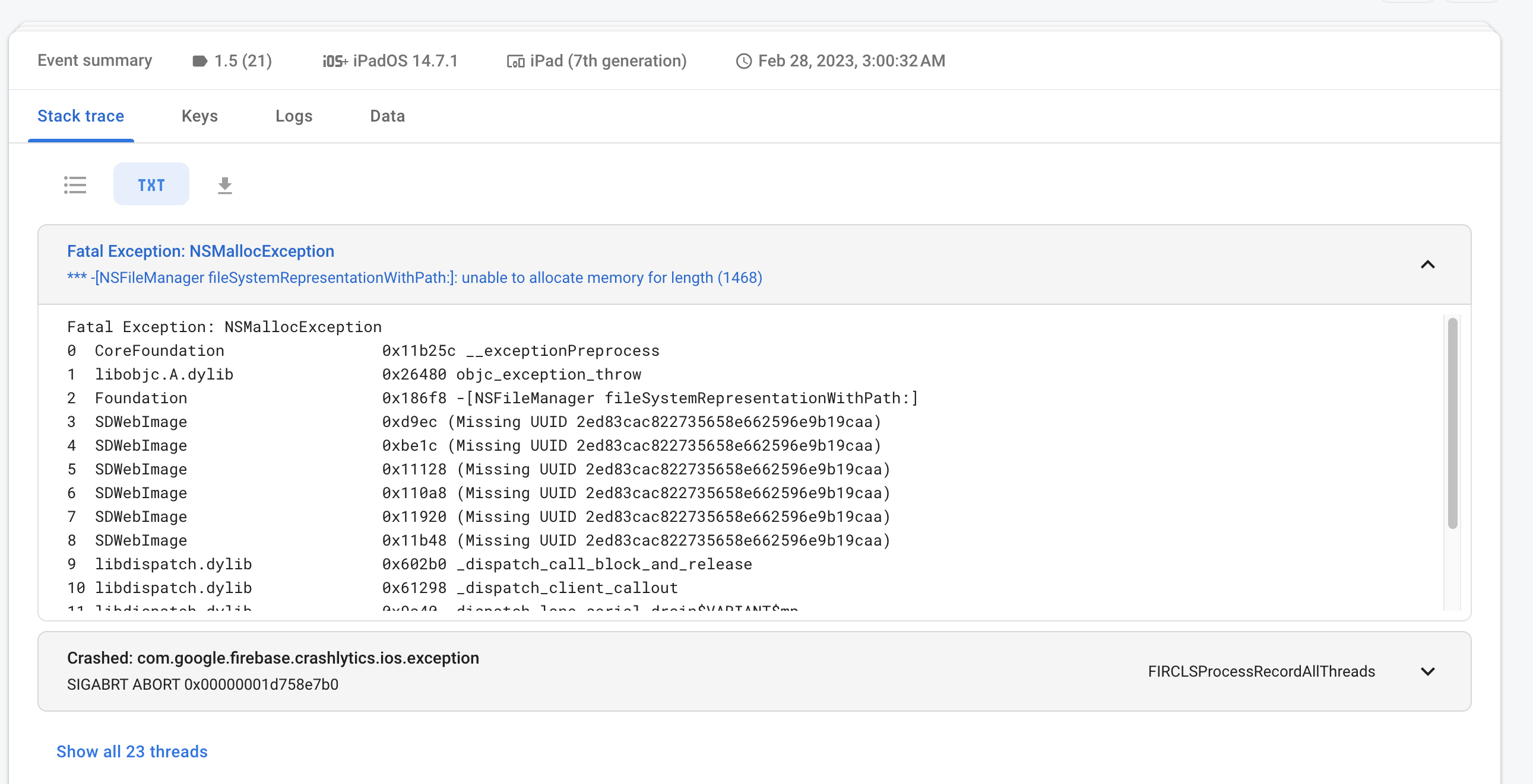 5.13.4 Crash: -[NSFileManager fileSystemRepresentationWithPath:] · Issue #3504 · SDWebImage ...