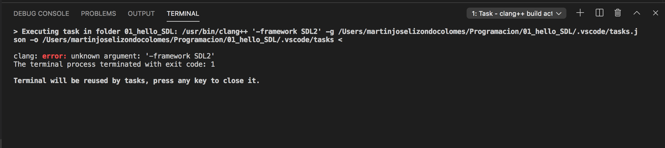 SDL2 VS Code error: Undefined symbols for architecture x86_64 (compiling on MacOS) · Issue #5169 ...
