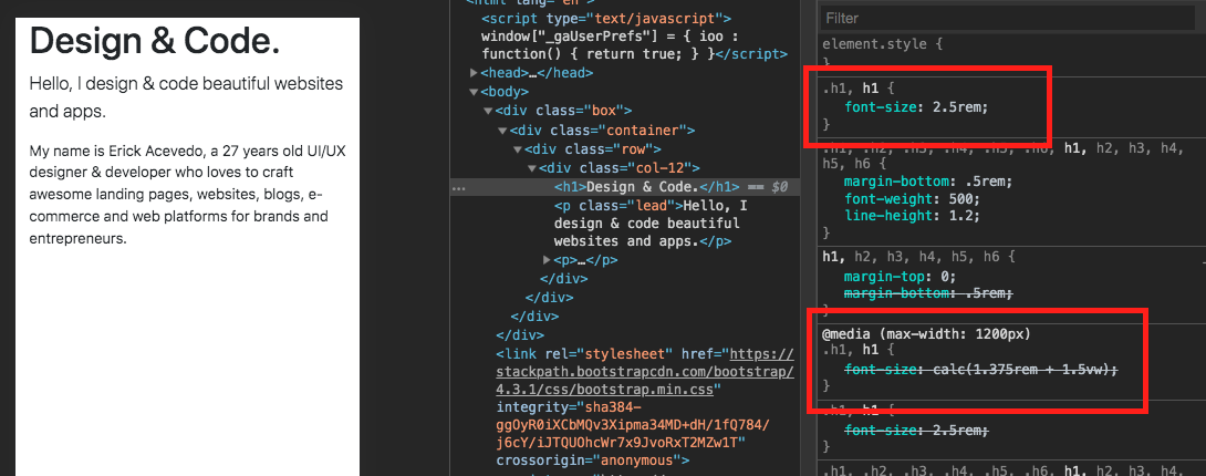 Responsive Font Size Not Working After Boostrap Source Code Is Compiled 