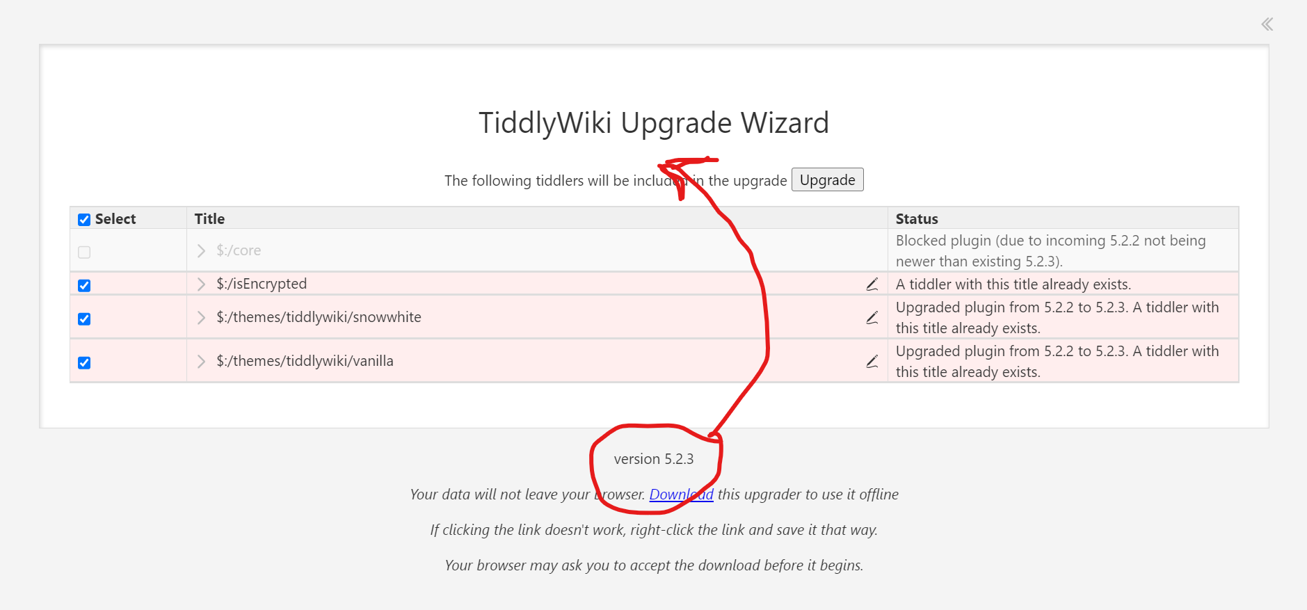 [BUG] upgrader site has contradictory message, seemingly refuses to upgrade · Issue #6869 ...