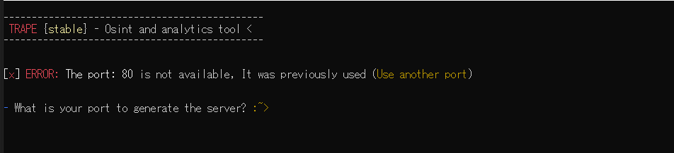 port not available (even though it is) · Issue #264 · jofpin/trape · GitHub