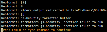 formatting is performed only when set verbose =1 · Issue #196 · sbdchd/neoformat · GitHub