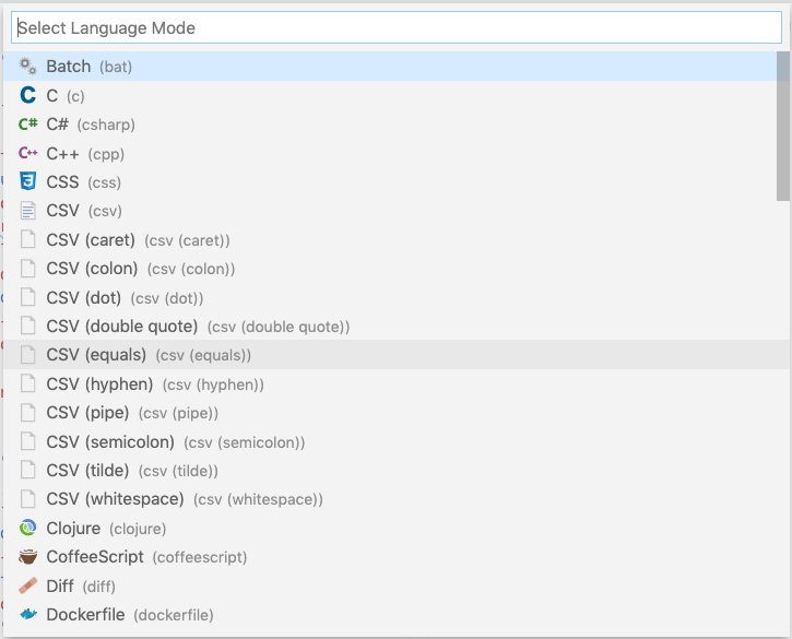 Show all the possible "change language mode" options without submenu to ...