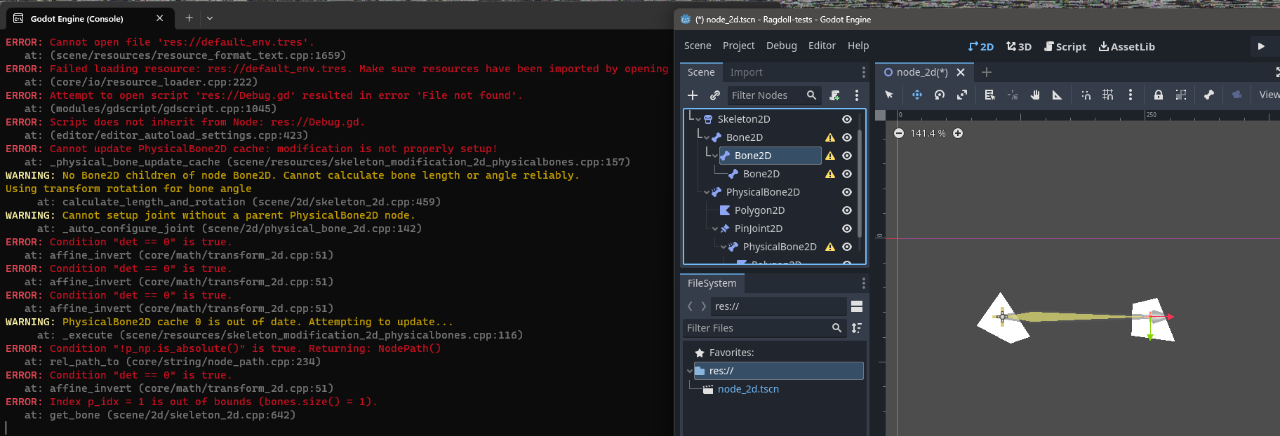 Deleting a Bone2D that is referenced by a PhysicalBone2D crashes the editor · Issue #78479 ...