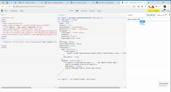Add space after a Tag and use space key to create a tag in Mix-mode · Issue #453 · yairEO/tagify ...