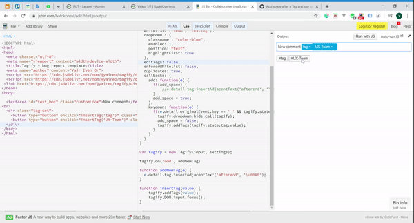 Add space after a Tag and use space key to create a tag in Mix-mode · Issue #453 · yairEO/tagify ...