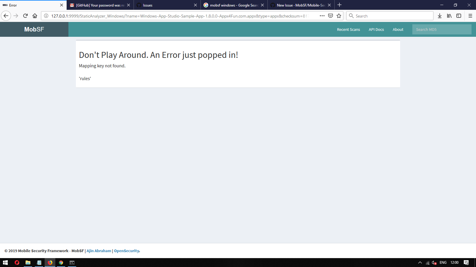 Mapping Key Not Found Rules · Issue 824 · Mobsf Mobile Security Framework Mobsf · Github