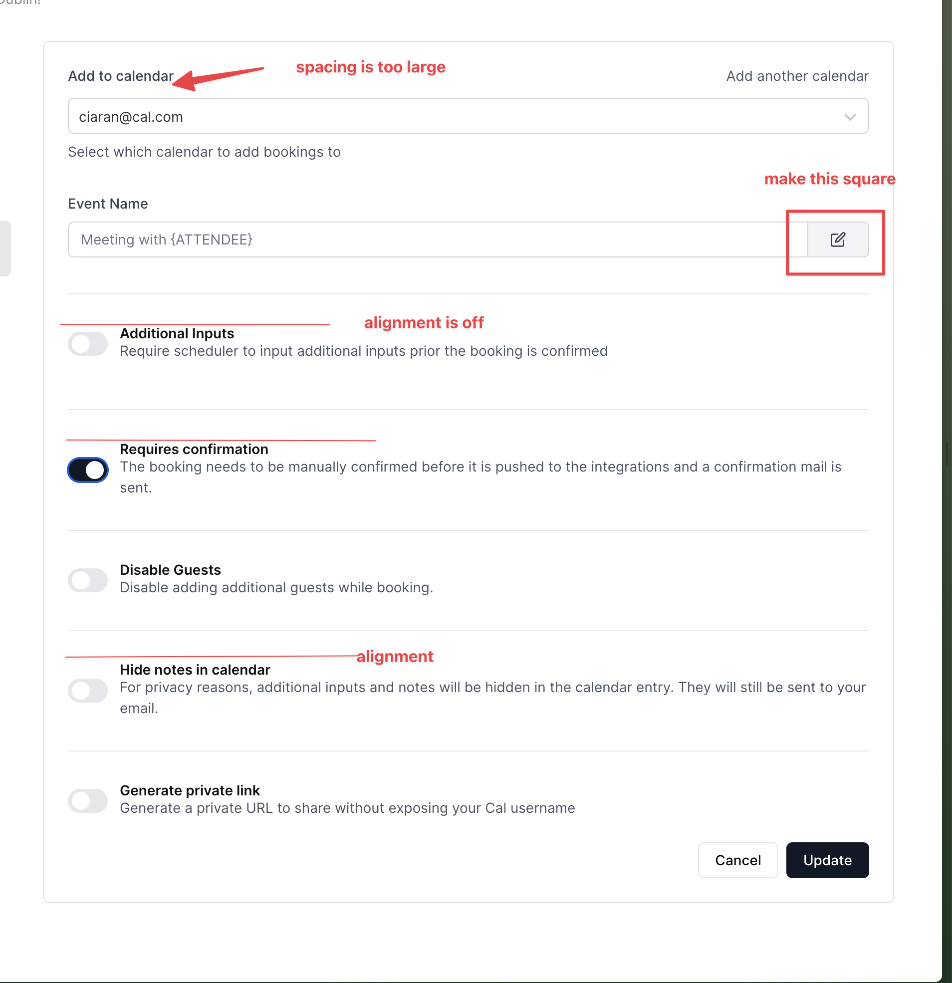 Event Type Detail Advanced Multiple Ui Issues · Issue 4273 · Calcom · Github 0958