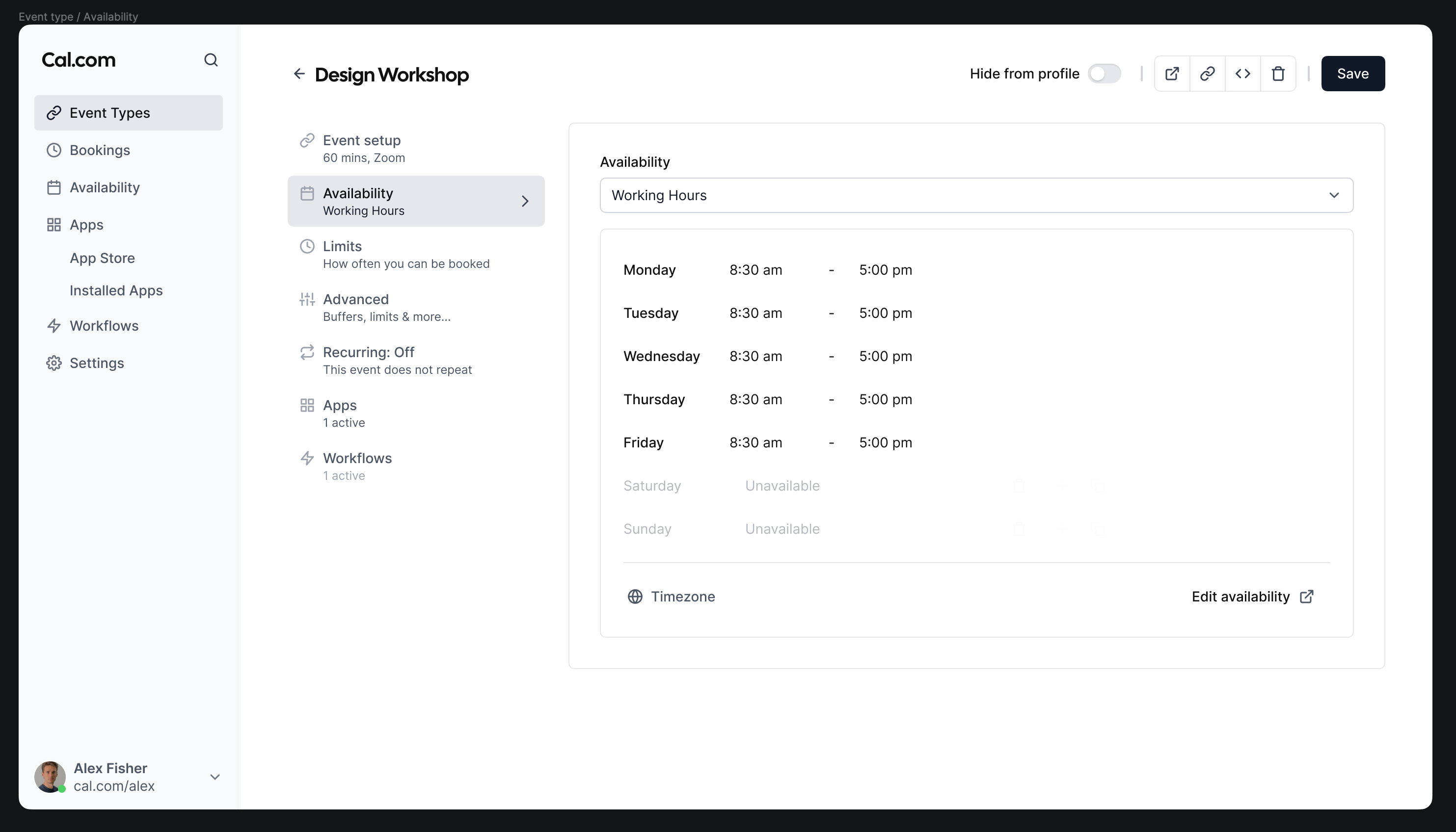 Event Type Detail Availalibility · Issue 4288 · Calcom · Github