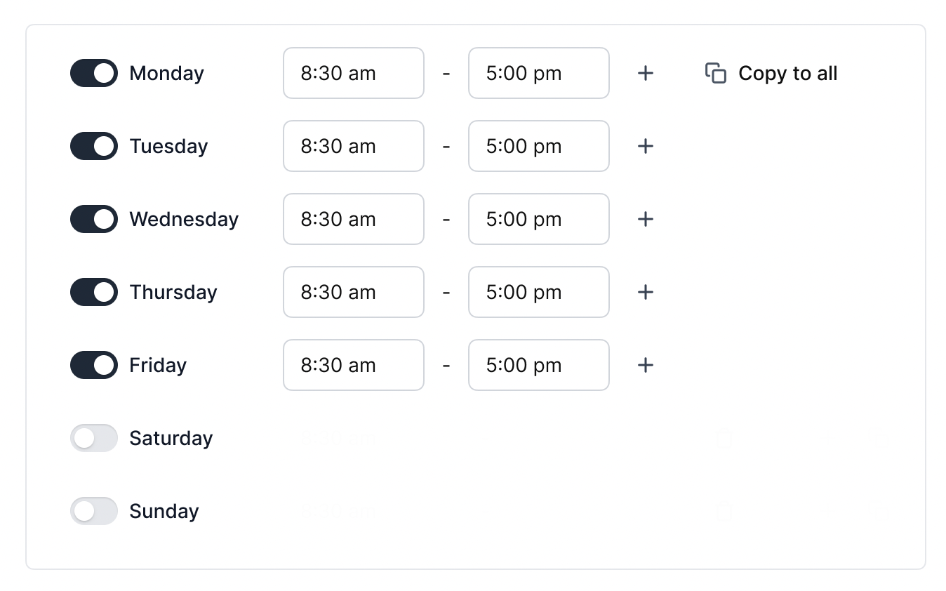 /availability /single-view - Plus icon-button & "Copy to all" button UI & copy issues · Issue ...