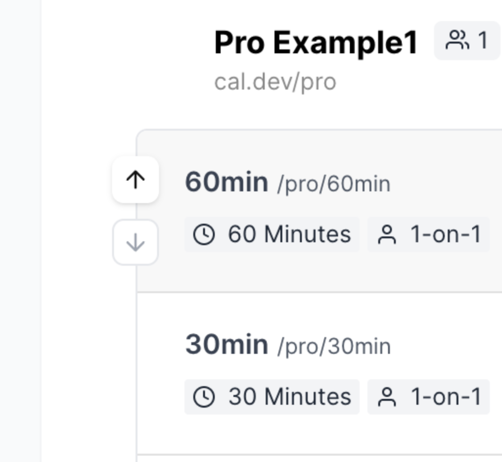 Event Types Reordering Disabled Up On First And Down On Last · Issue 4460 · Calcom