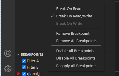Problems for Data Breakpoint · Issue #83649 · microsoft/vscode · GitHub