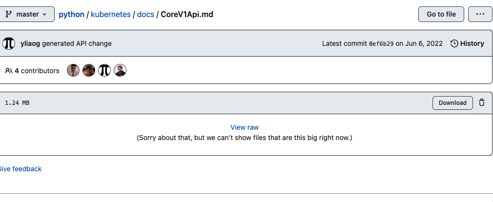 Coreapi Readme Is Too Big For Github · Issue 2000 · Kubernetes Client Python · Github
