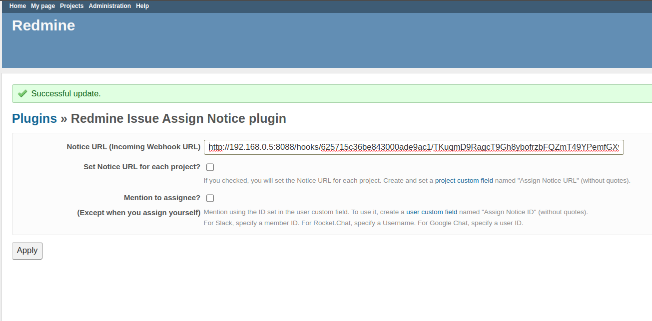 Doesn't work with Rocketchat · Issue #19 · onozaty/redmine_issue_assign_notice · GitHub