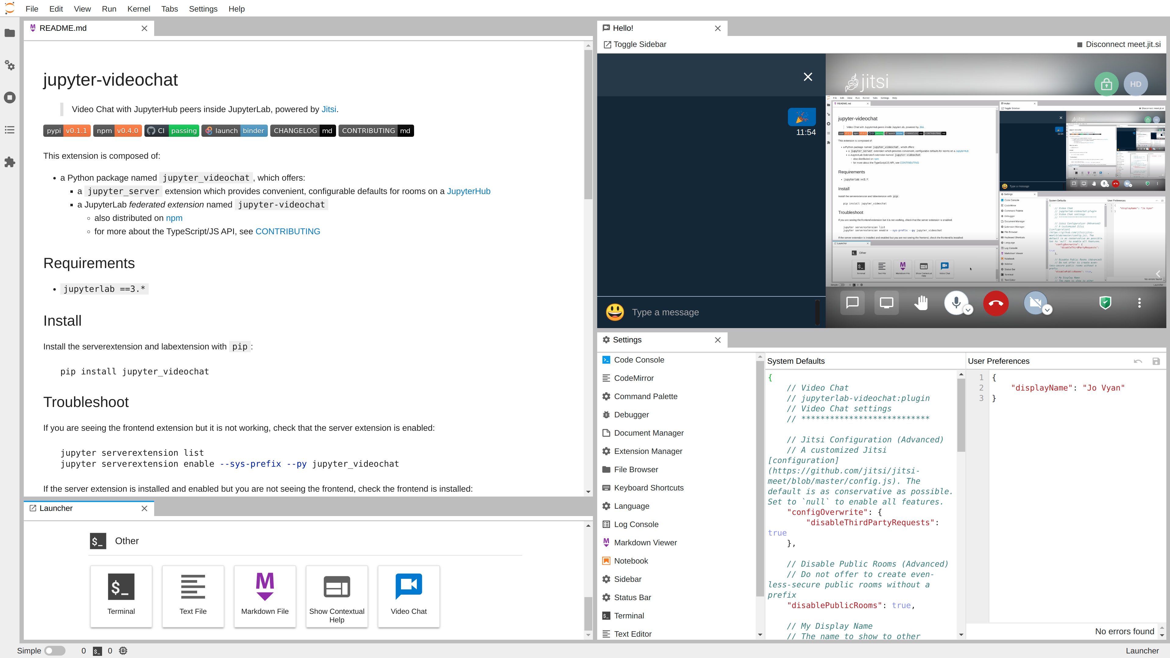 Jupyter videochat Video Chat With Peers In JupyterLab And RetroLab Show And Tell Jupyter 