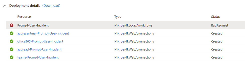 Error during deployment of Prompt-User Playbook · Issue #4415 · Azure/Azure-Sentinel · GitHub