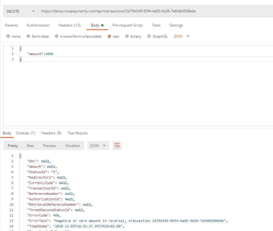 Bad Request Refund Transaction · Issue #1960 · VivaPayments/API · GitHub
