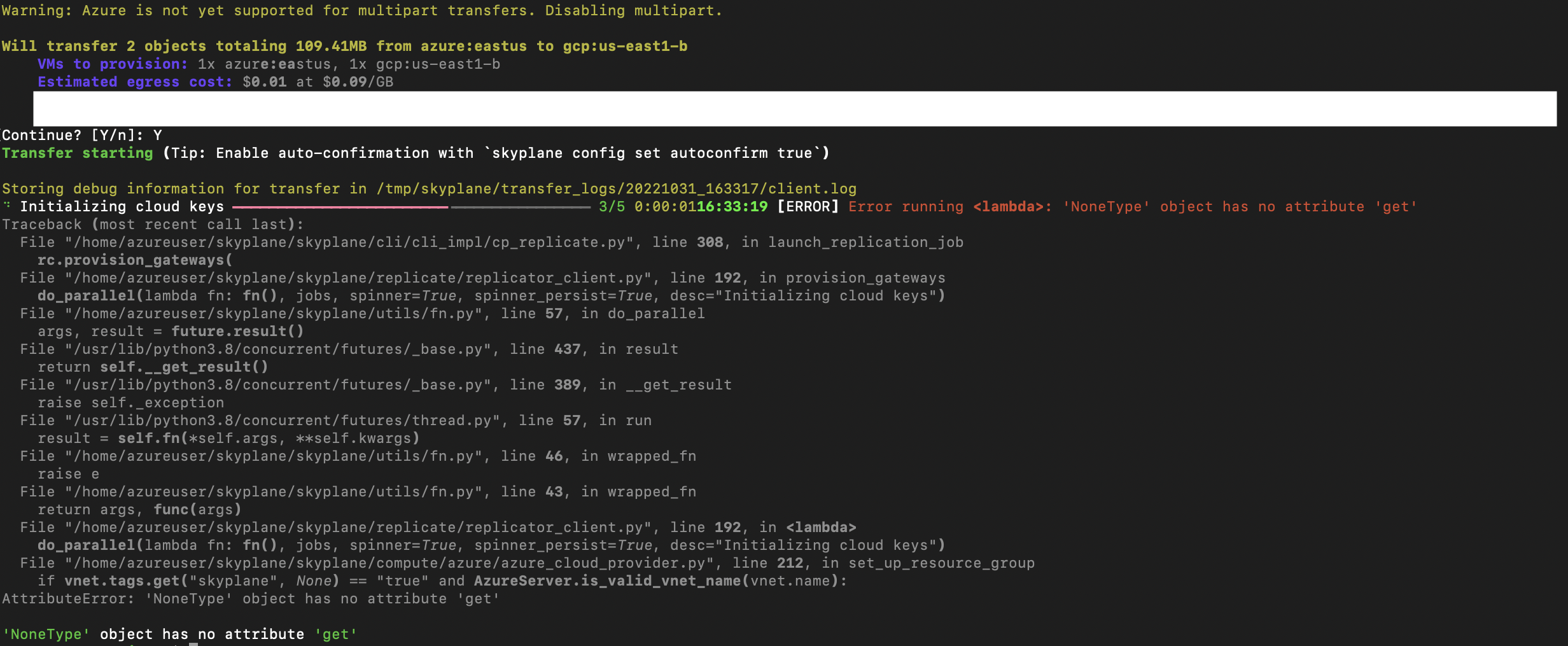 [bug] Azure transfer error with vnet configuration · Issue #649 · skyplane-project/skyplane · GitHub