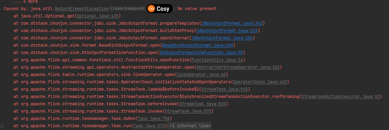 [Clickhouse] [JdbcOutputFormat] No value present · Issue #1049 · DTStack/chunjun · GitHub