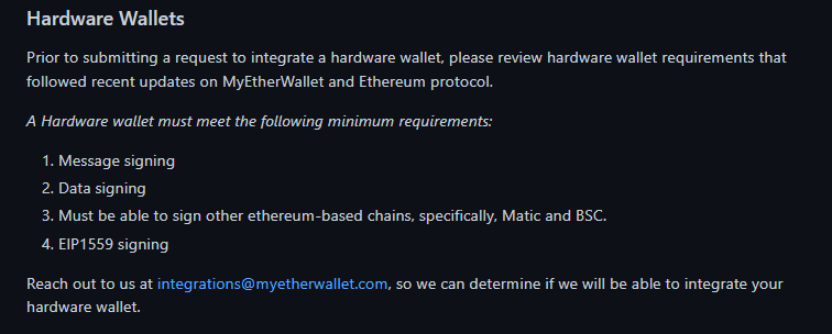Integrating new hardware wallet · Issue #4062 · MyEtherWallet/MyEtherWallet · GitHub