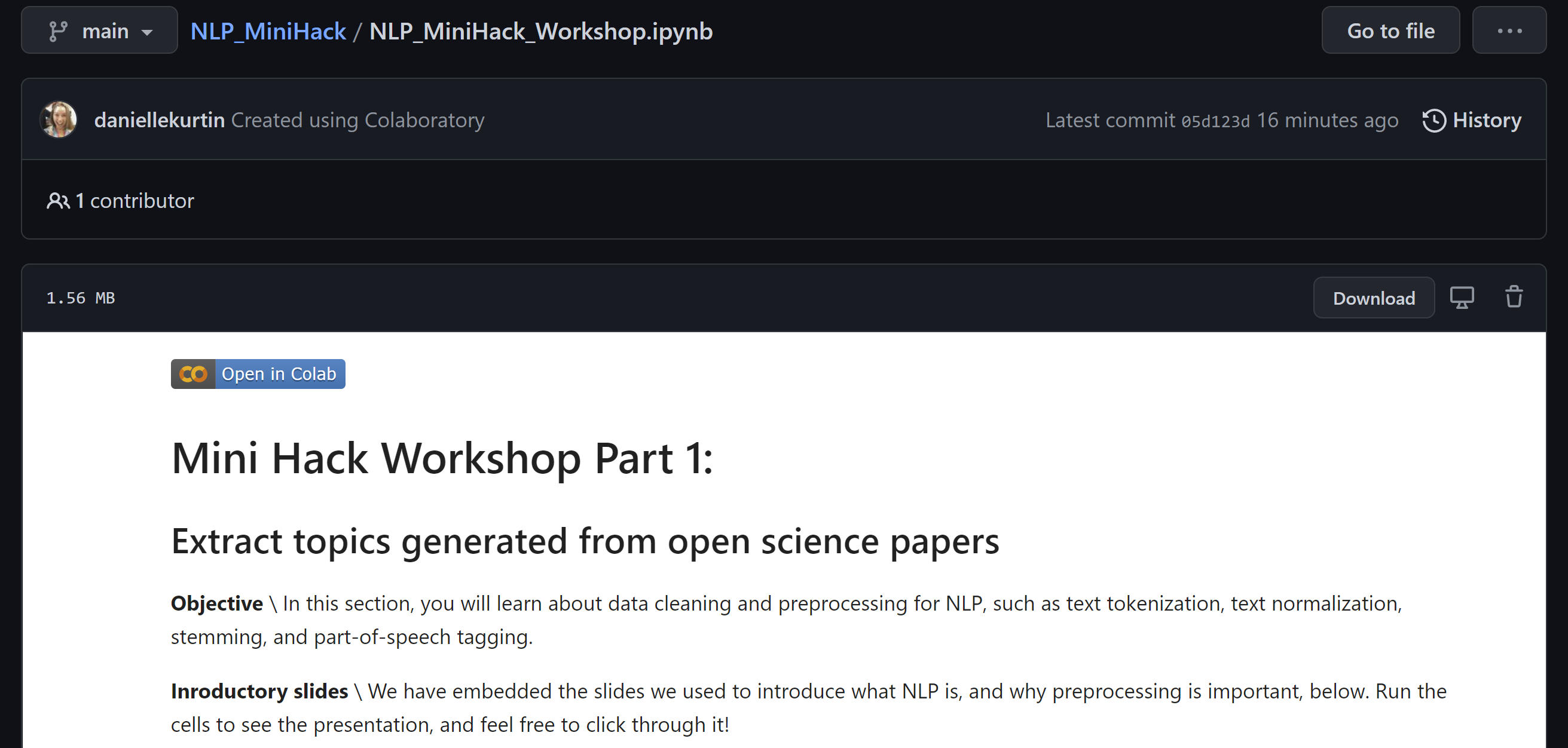 GitHub - daniellekurtin/NLP_MiniHack: Workshop materials for a two-day ...