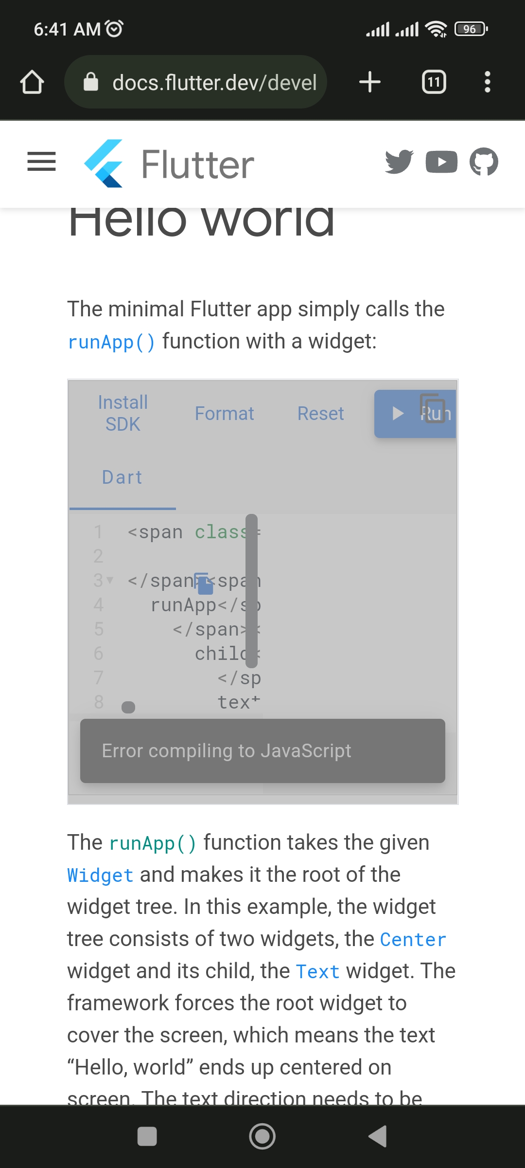 Introduction To Widget [page Issue] Install · Issue 7892 · Flutter Website · Github