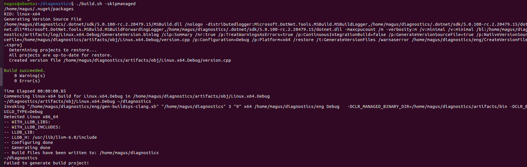 Buildsh Skipmanaged Failed To Generate Build Project · Issue 3865 · Dotnetdiagnostics 