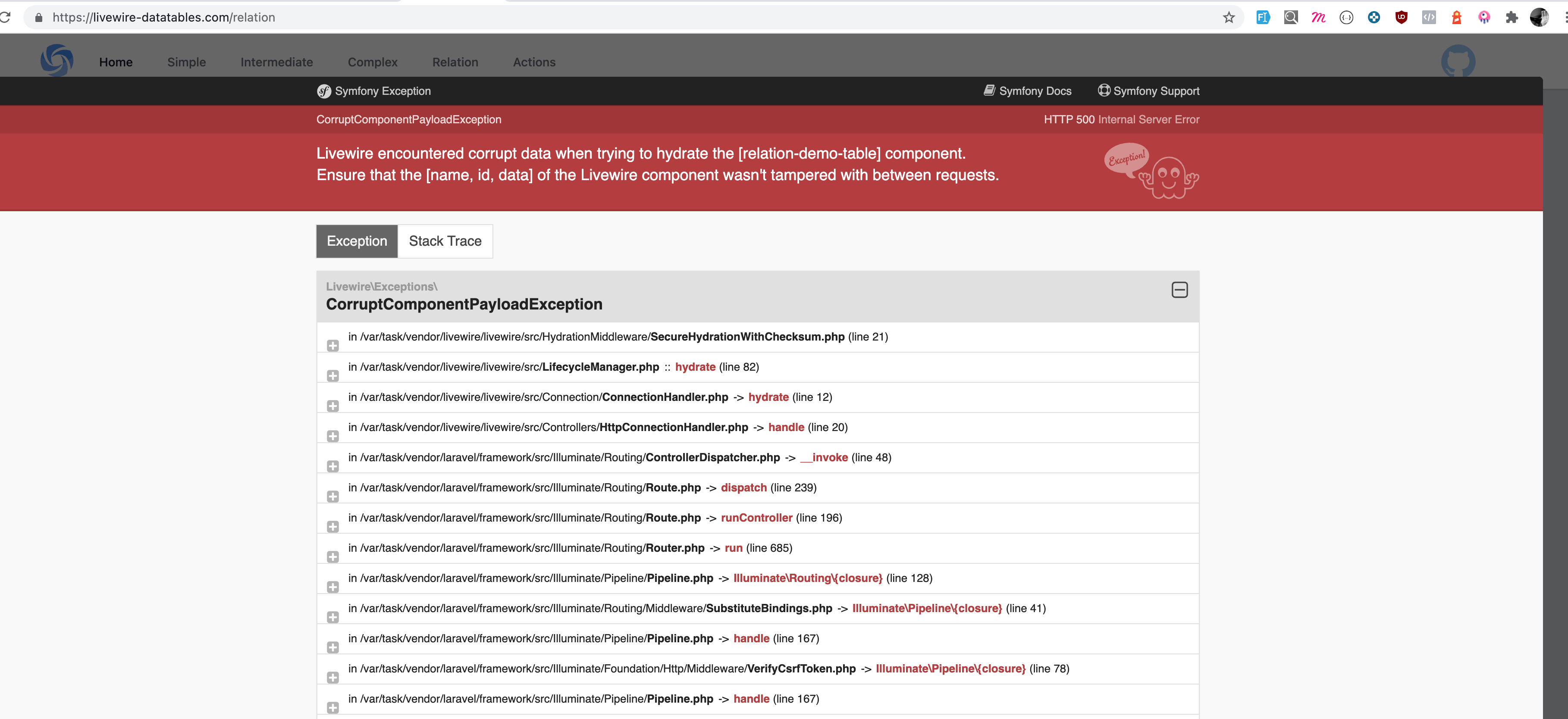 CorruptComponentPayloadException when changing the sort column too fast · Issue #229 ...