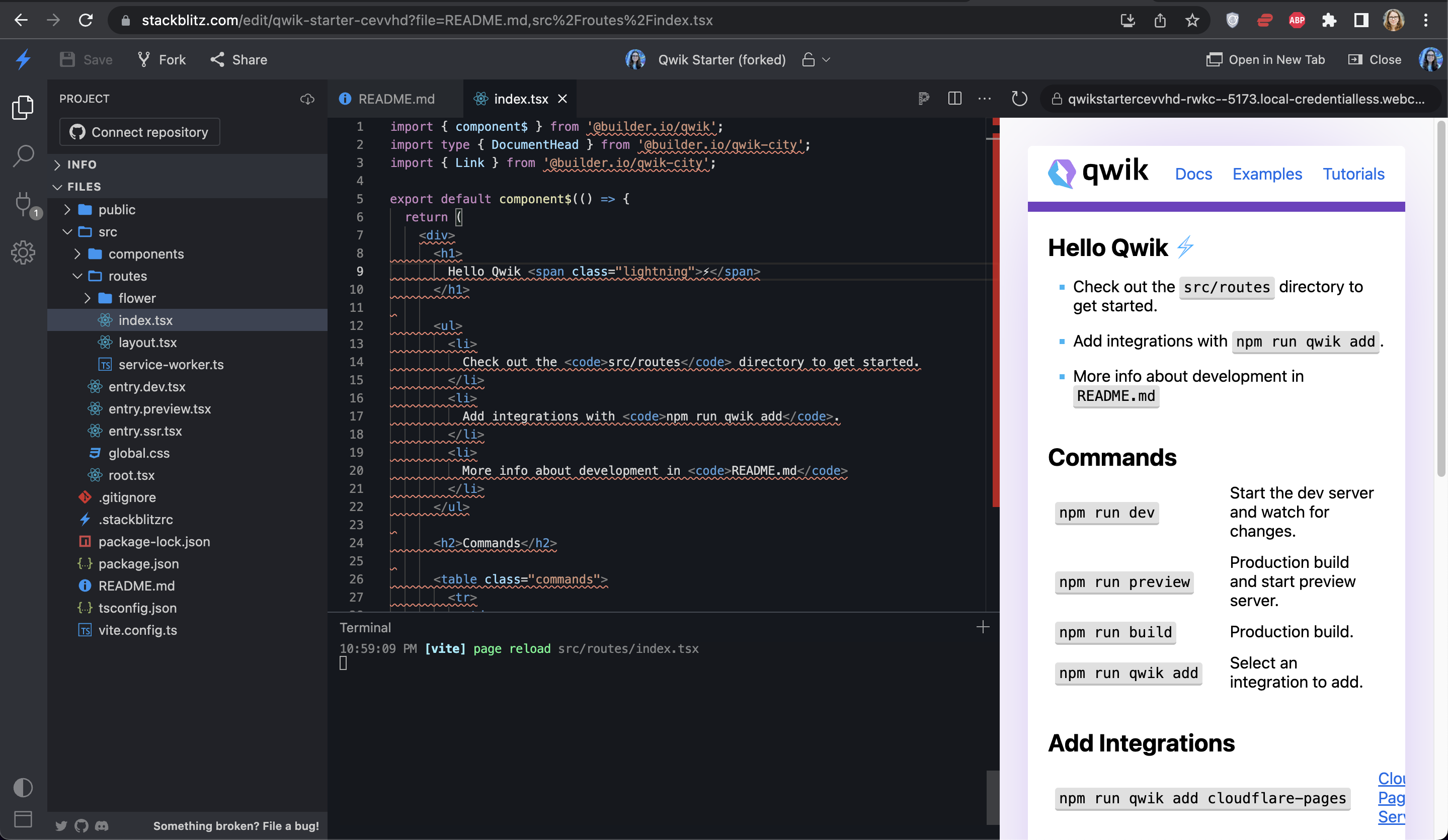Qwik starter: squigglies appear after an edit · Issue #955 · stackblitz/webcontainer-core · GitHub