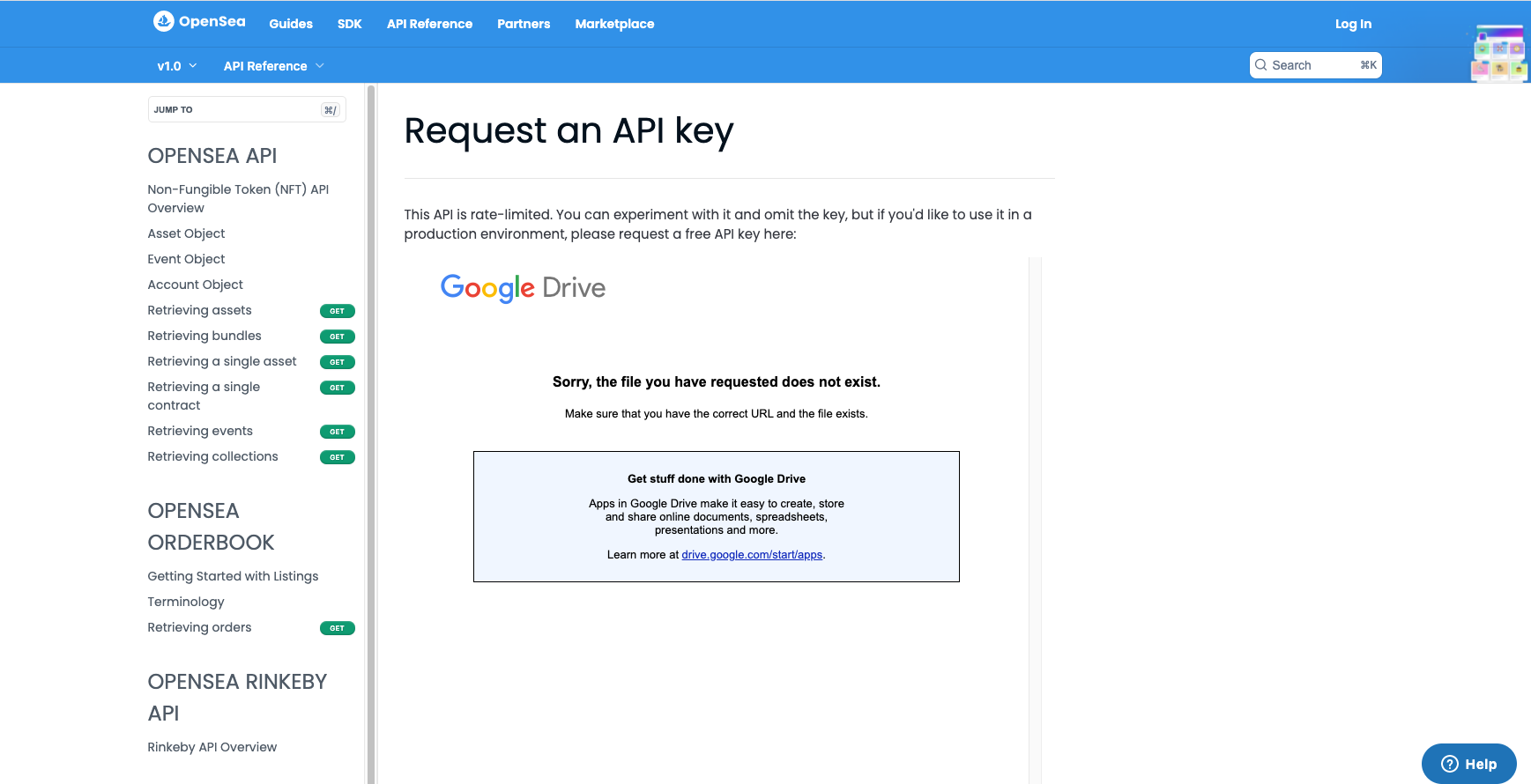 Unable to Request API Key · Issue #154 · ProjectOpenSea/opensea-js · GitHub