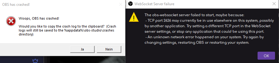Obs Crashes When Port Already In Use · Issue 290 · Obsprojectobs