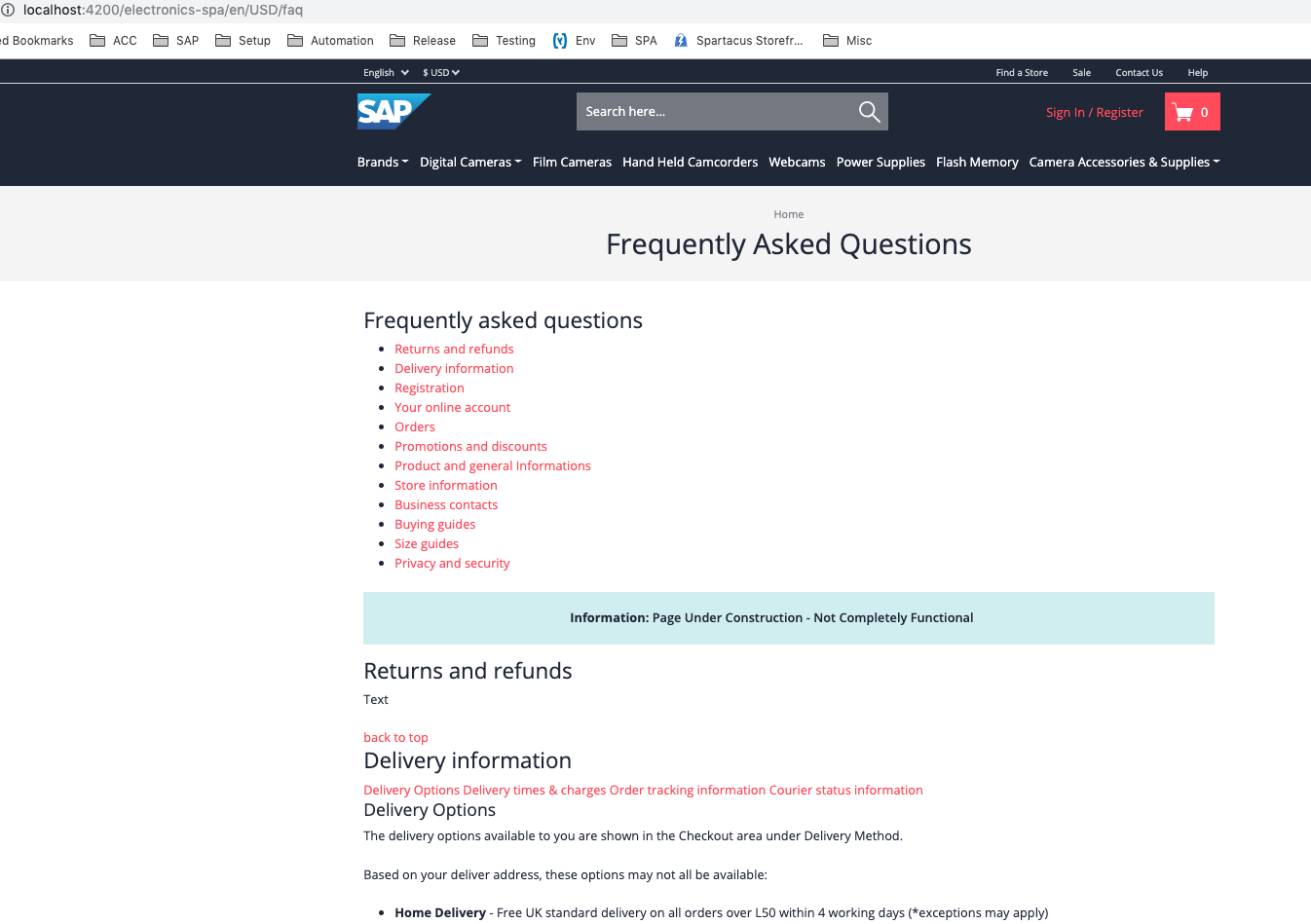 Going to Sale page from FAQ page keeps the page content of FAQ page ...