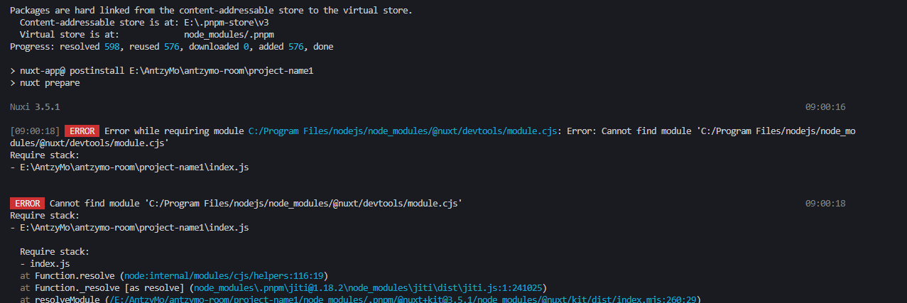 Nuxi 3 5 1 Error On Nuxt Prepare Windows 10 · Issue 21055 · Nuxt Nuxt · Github