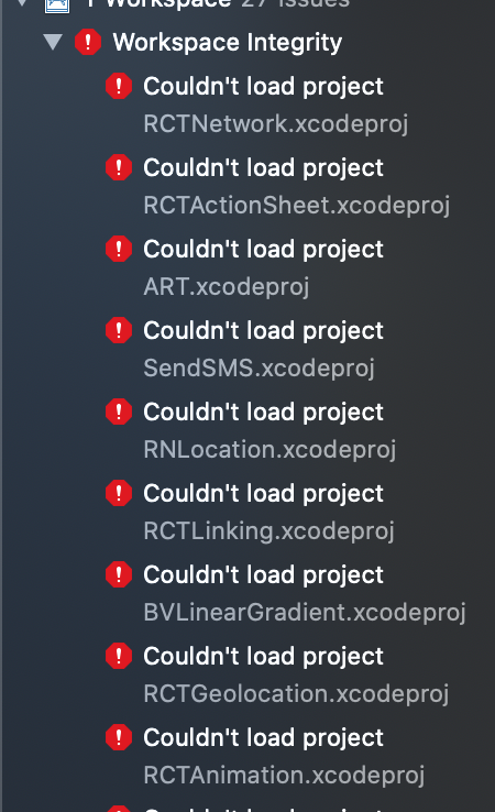 workspace integrity couldn't load project · Issue #28521 · facebook ...