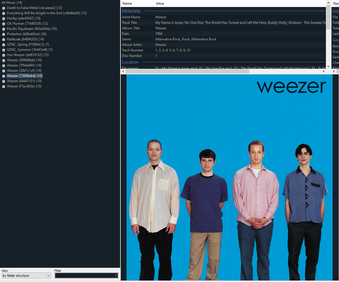 Weezer Blue Album Back Cover