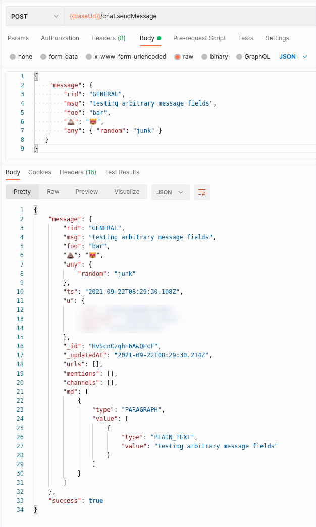 POST /chat.sendMessage endpoint accepts arbitrary fields · Issue #23264 · RocketChat/Rocket.Chat ...
