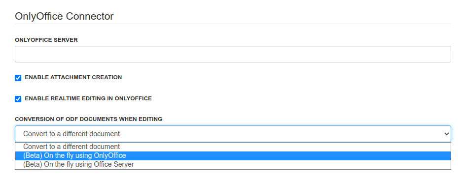 OnlyOffice connector should allow to create and edit OpenDocument formats without conversion ...