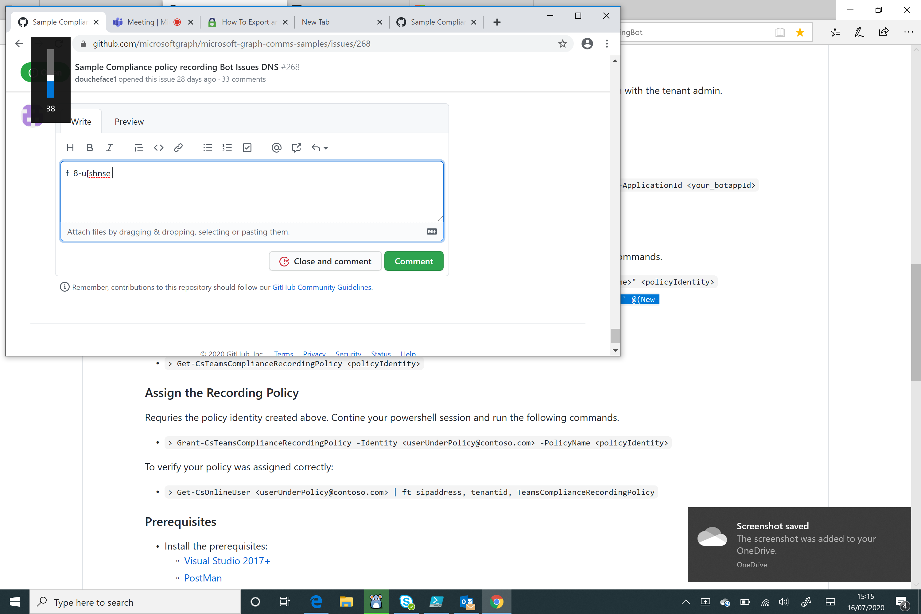 Sample Compliance policy recording Bot Issues DNS · Issue #268 · microsoftgraph/microsoft-graph ...