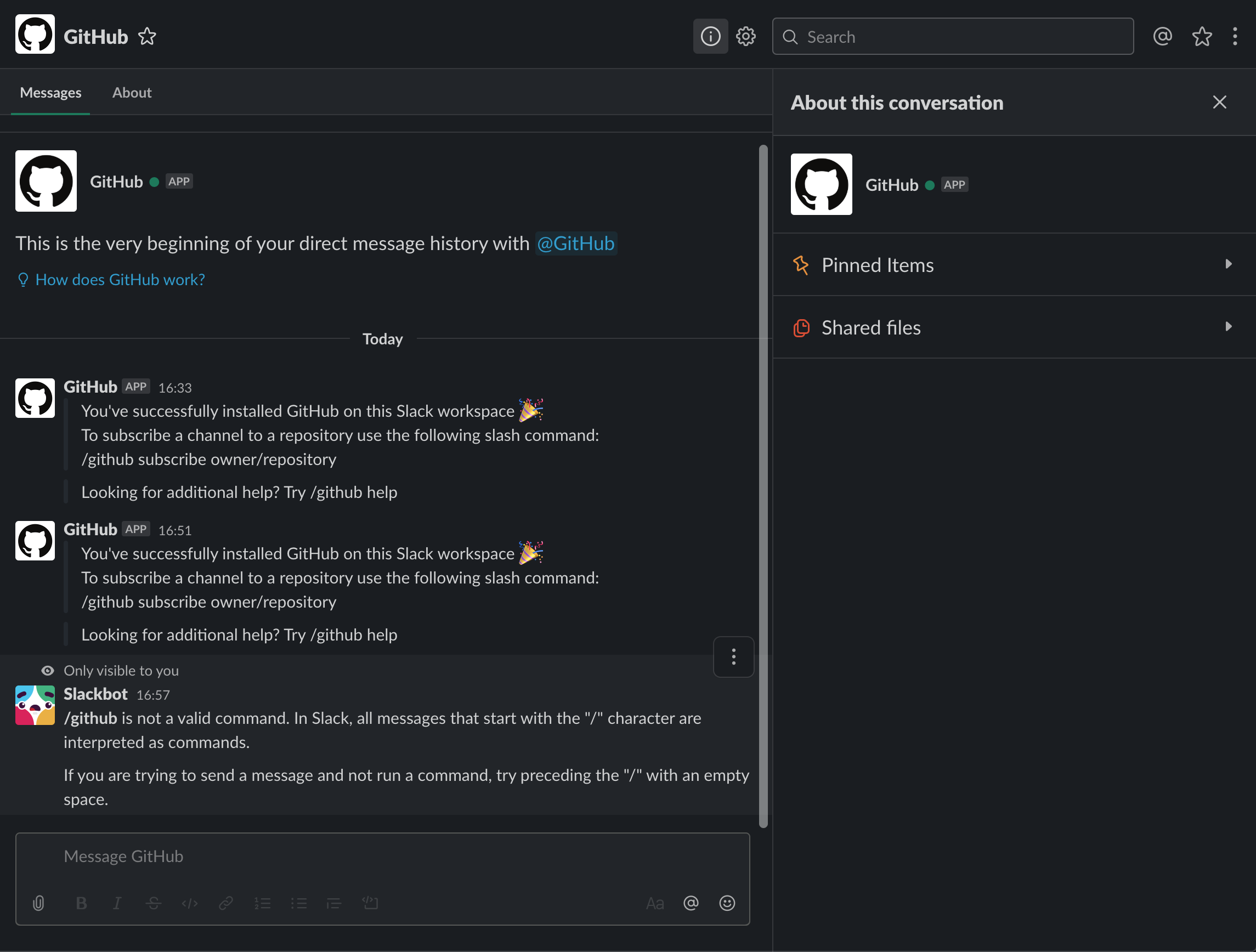 Bug Github Is Not A Valid Command With Github Integration Installed In Old Version Of Slack