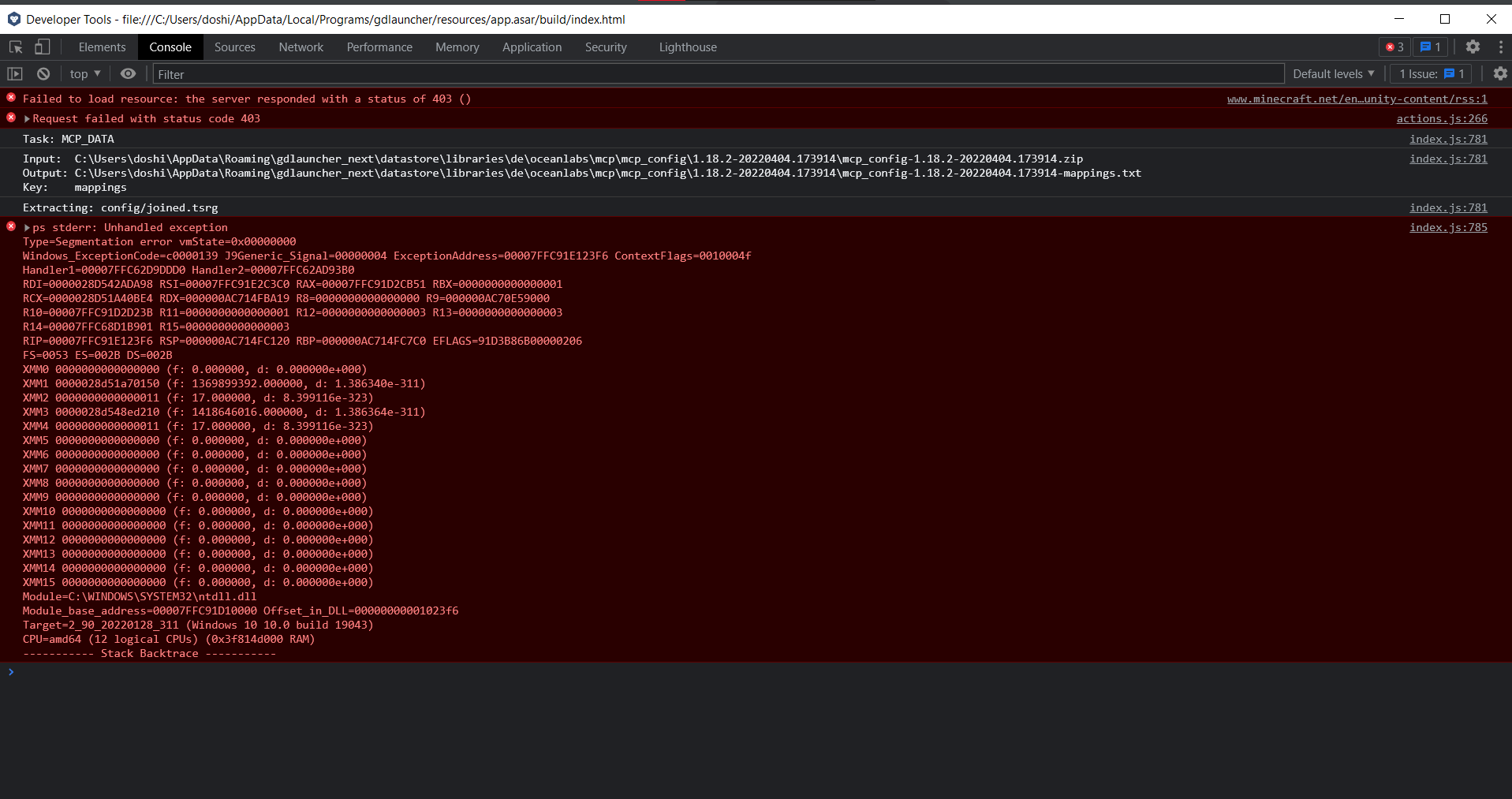 Gets stuck on "Patching forge" · Issue #1307 · gorilla-devs/GDLauncher · GitHub