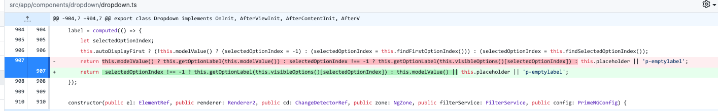 Table Column Filter dialog's dropdowns are incorrectly displaying selected value verses selected ...