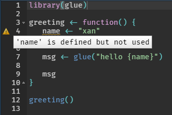 Diagnostic warning: "X is defined but not used" when X is used within a glue expression · Issue ...